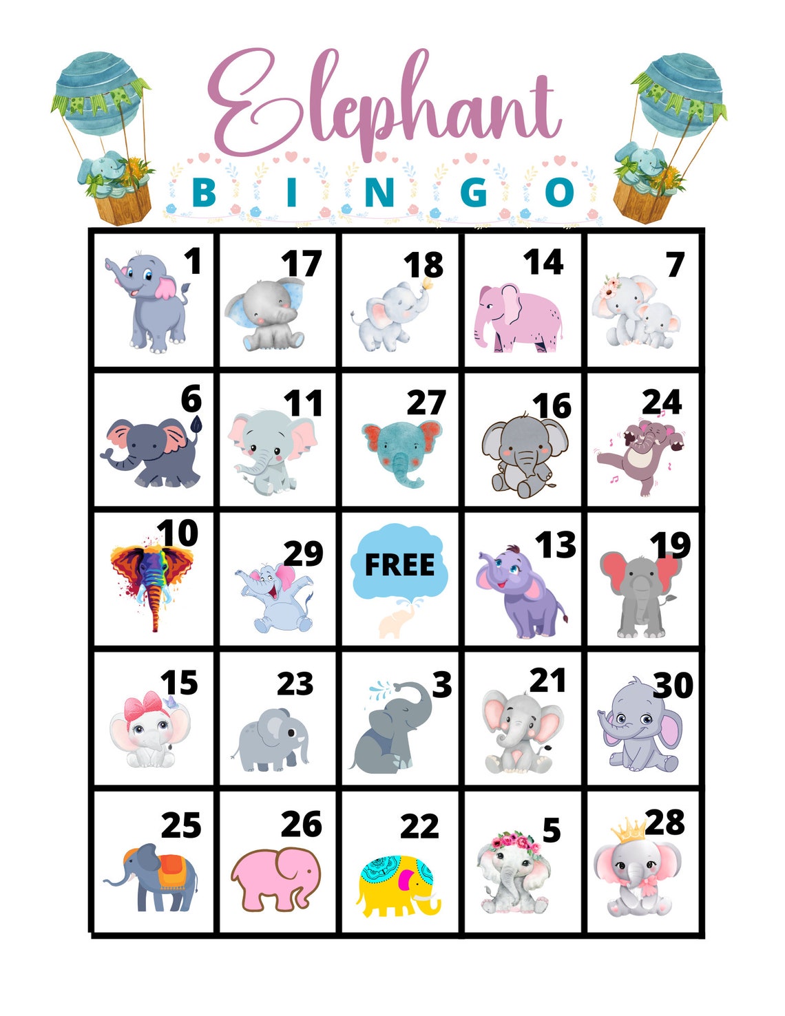 Bingo Calling Cards, Printable Bingo Game With Large Cards, Animal ...