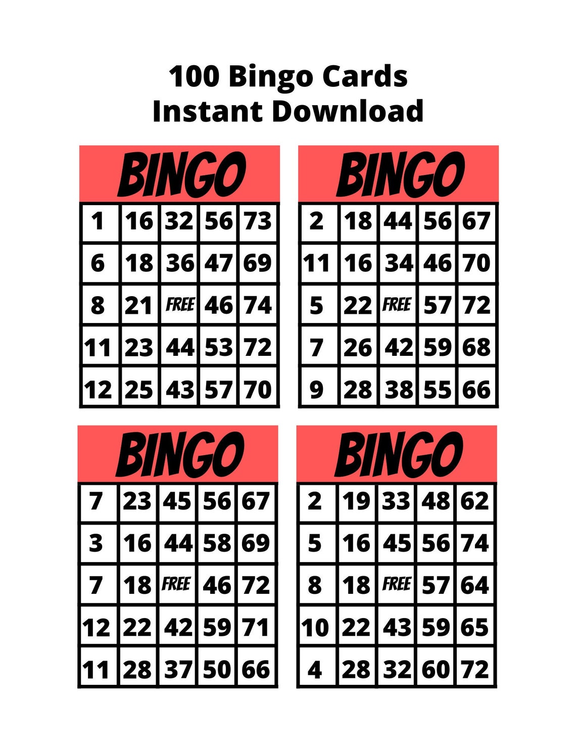 Red/bingo Calling Cards/calling Cards Bingo/red Bingo Cards Template ...