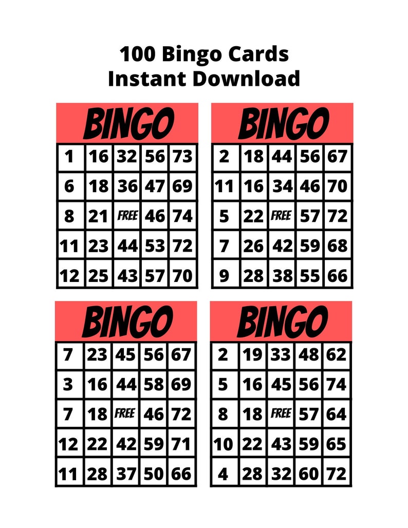 Red/bingo Calling Cards/calling Cards Bingo/red Bingo Cards Template ...