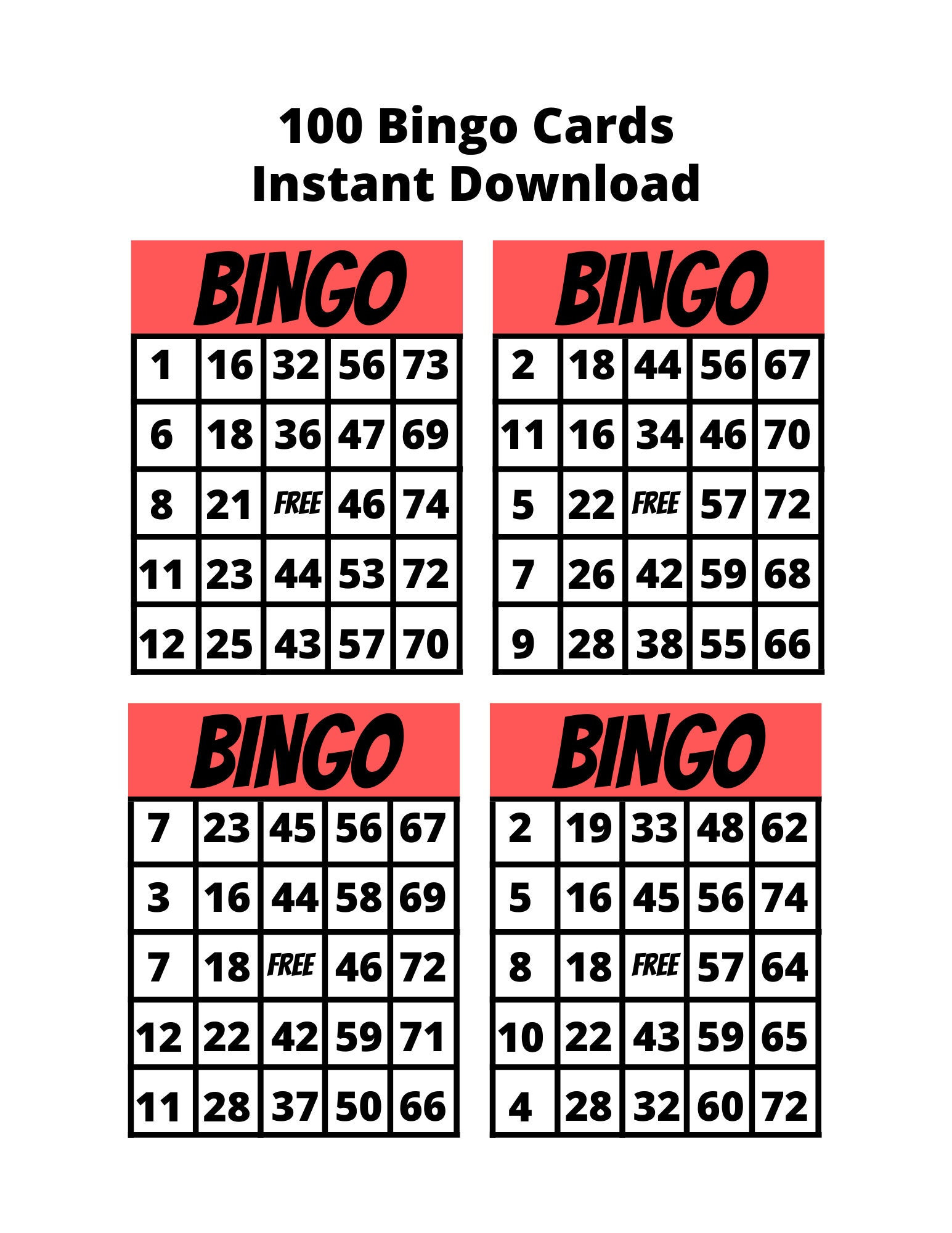 Red/bingo Calling Cards/calling Cards Bingo/red Bingo Cards Template ...