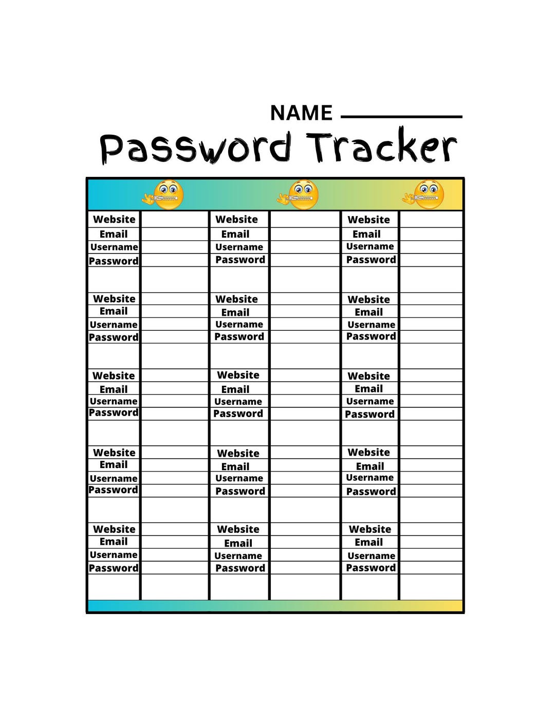 Password Tracker Printable, Printable Password Tracker, Password Log ...