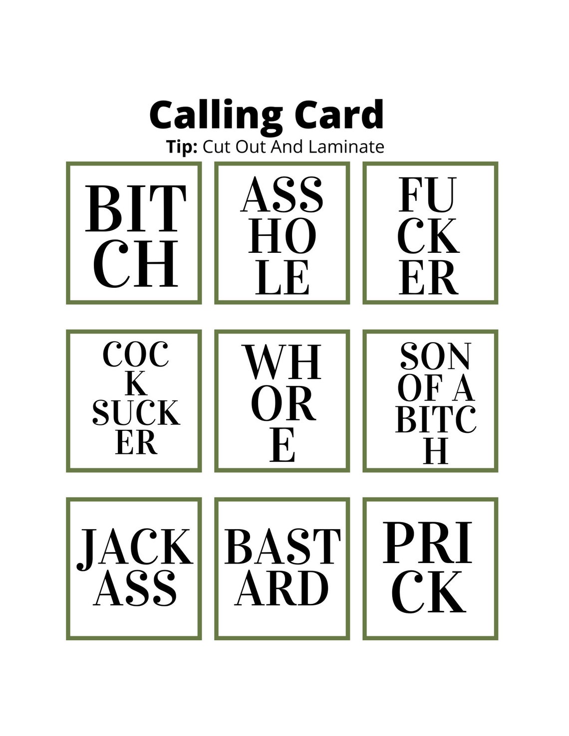 Adult Only Potty Mouth Bingo Game, Swear Word Bingo Adult Only Potty ...