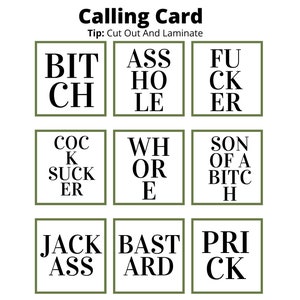 Adult Only Potty Mouth Bingo Game, Swear Word Bingo Adult Only Potty ...