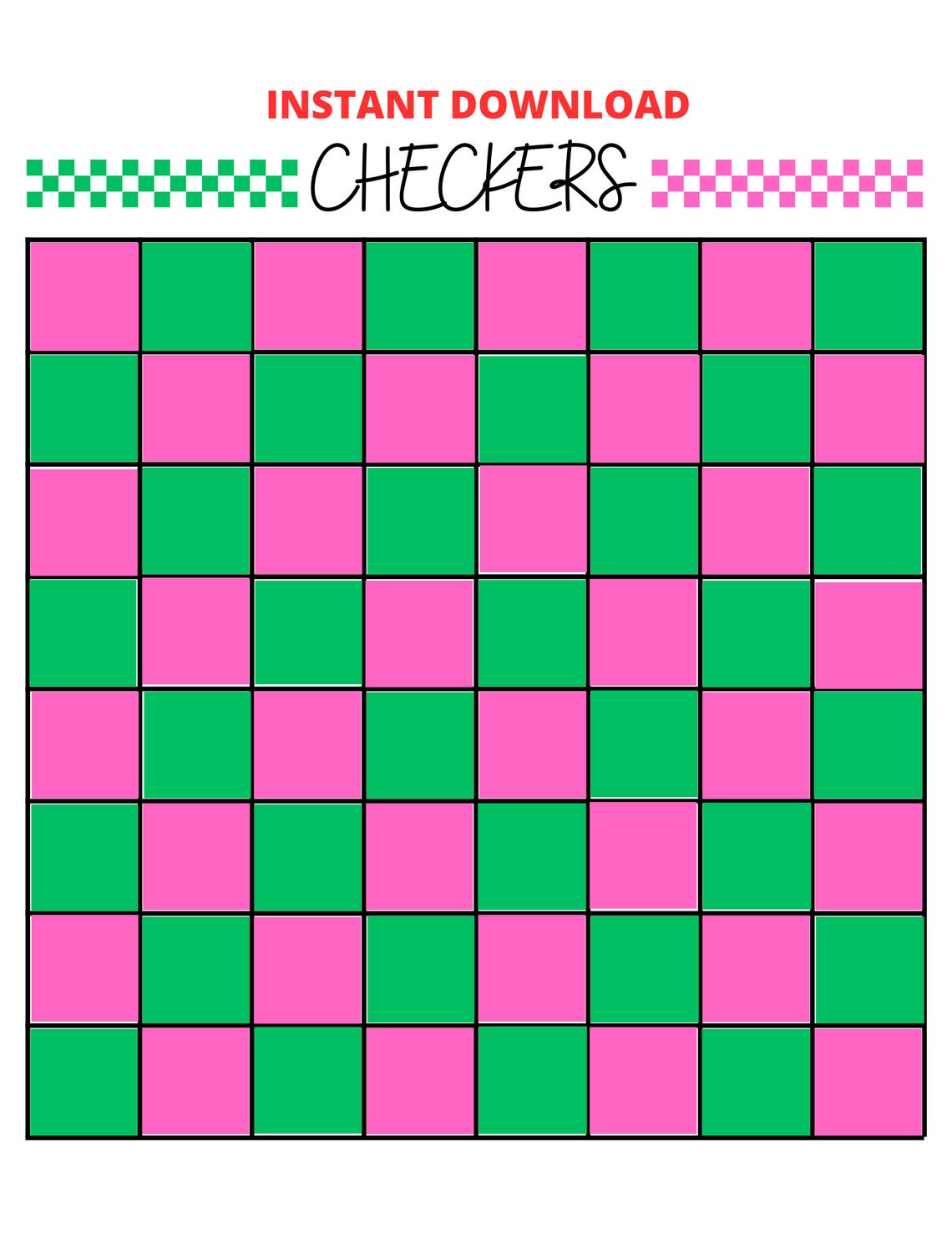 Checkers Instant Download Game Checkers Printable Game Mini - Etsy