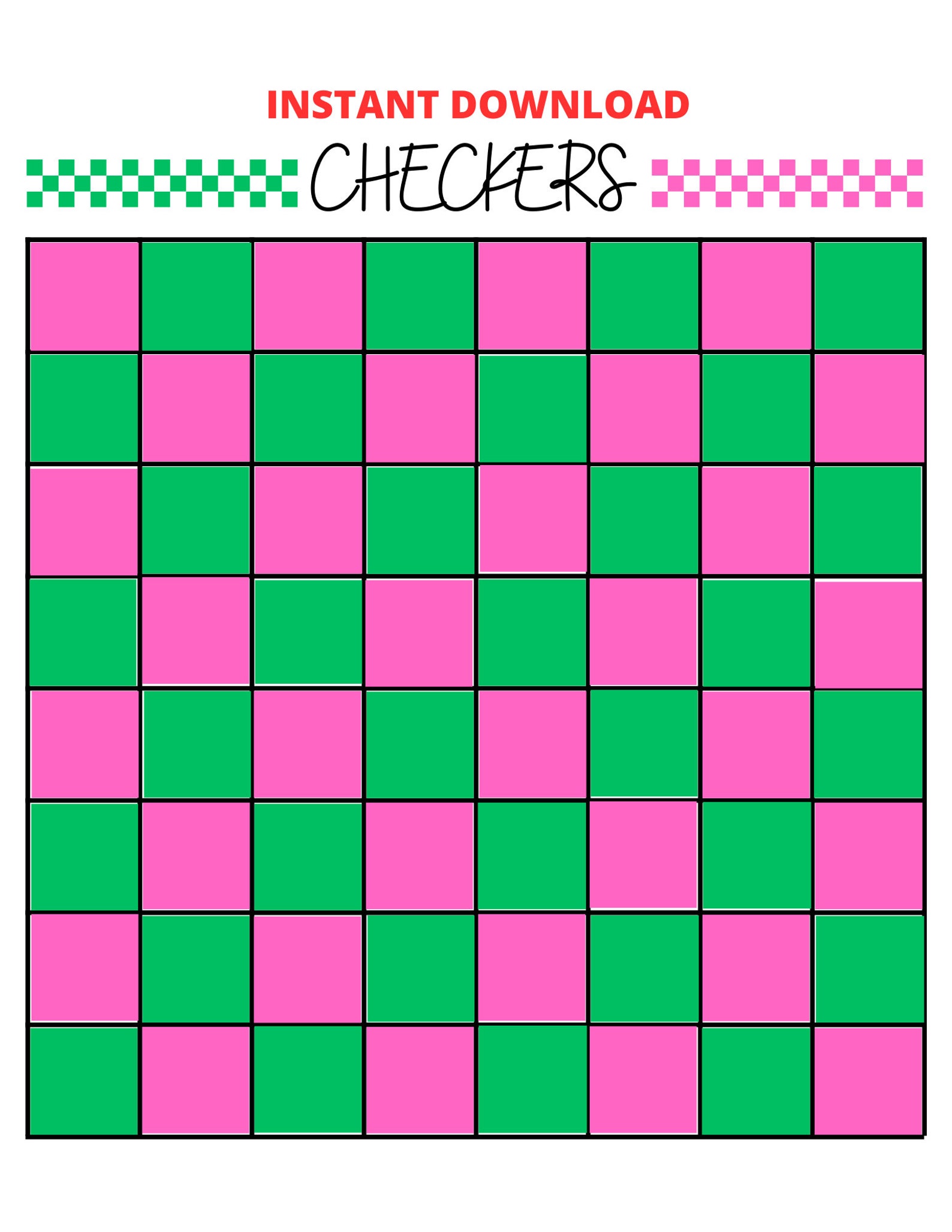 Checkers Instant Download Game, Checkers Printable Game, Mini Checker ...