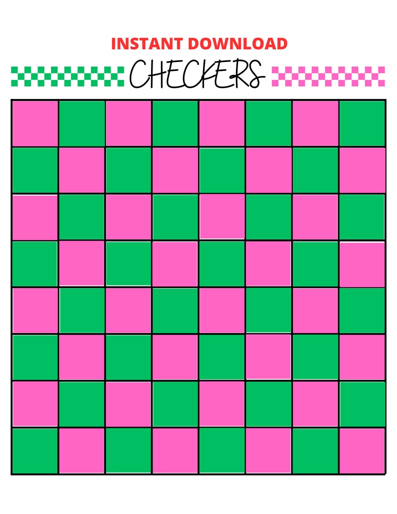 Checkers Instant Download Game, Checkers Printable Game, Mini Checker ...