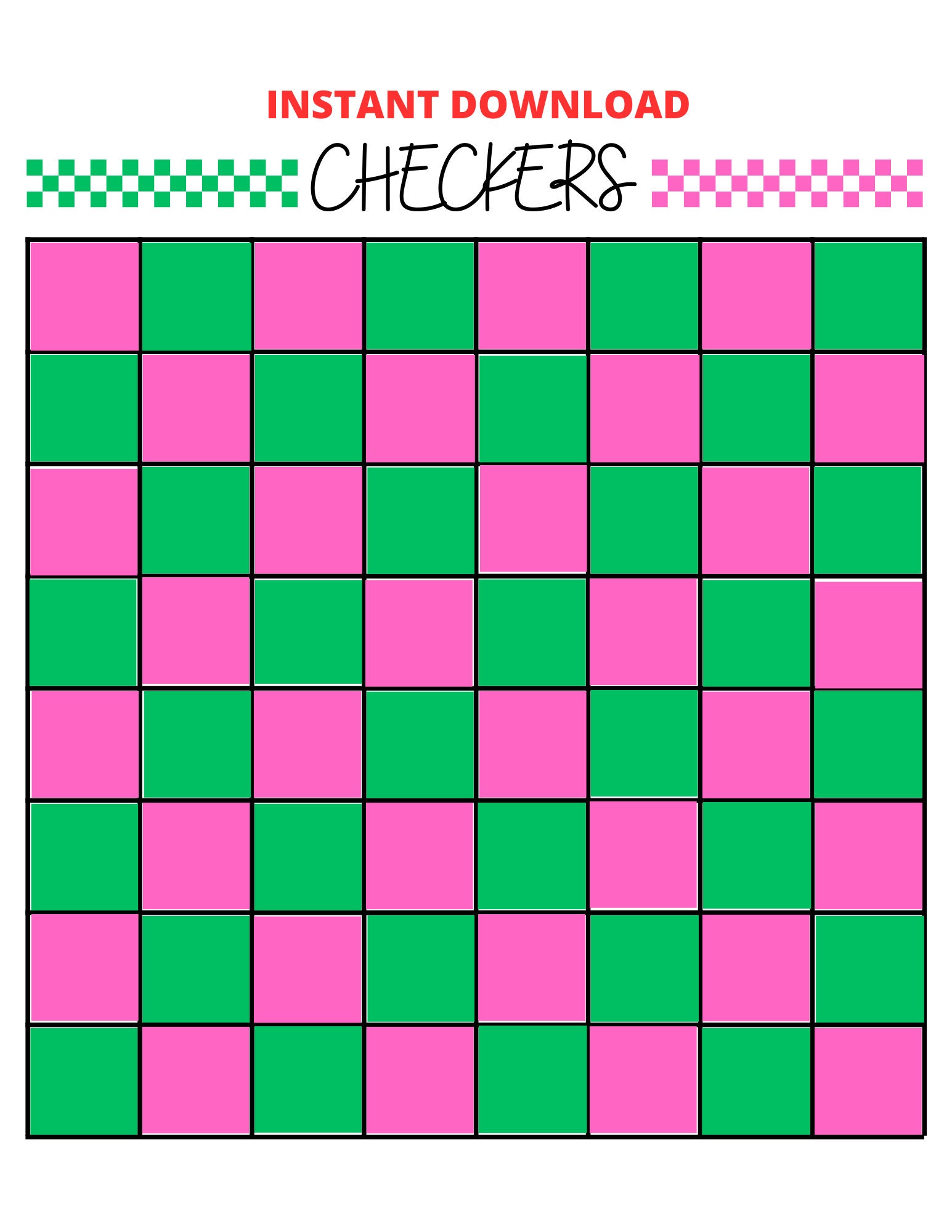 Checkers Instant Download Game Checkers Printable Game Mini - Etsy