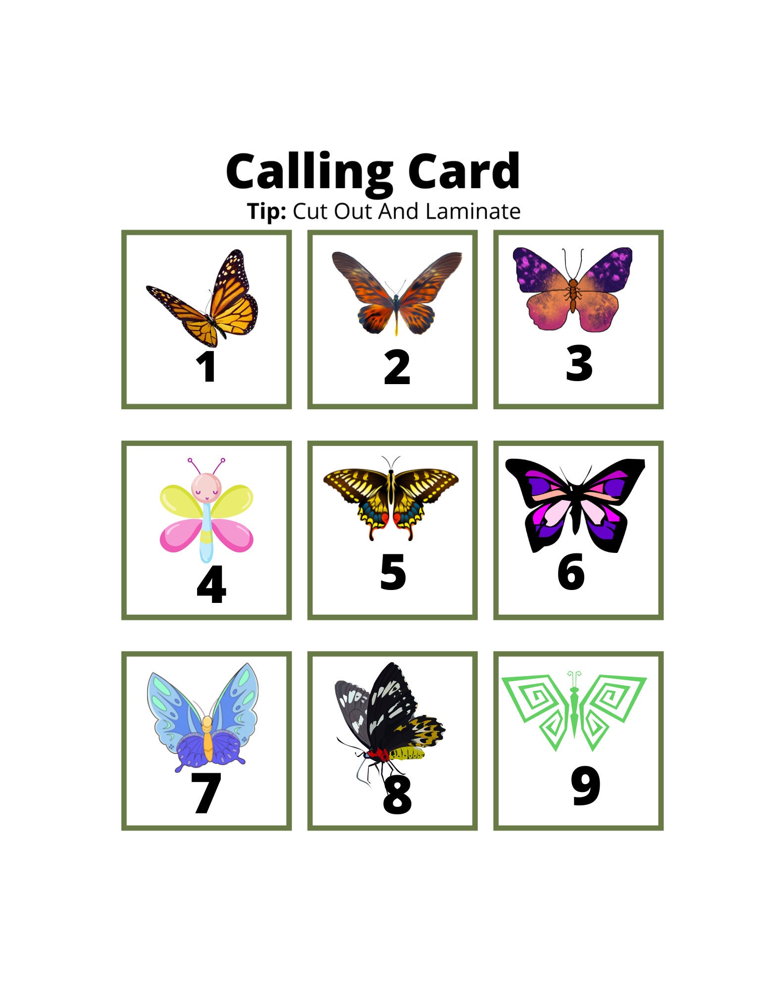 Bingo Card Game With Butterflies/bingo Game Bundle to Play/instant ...