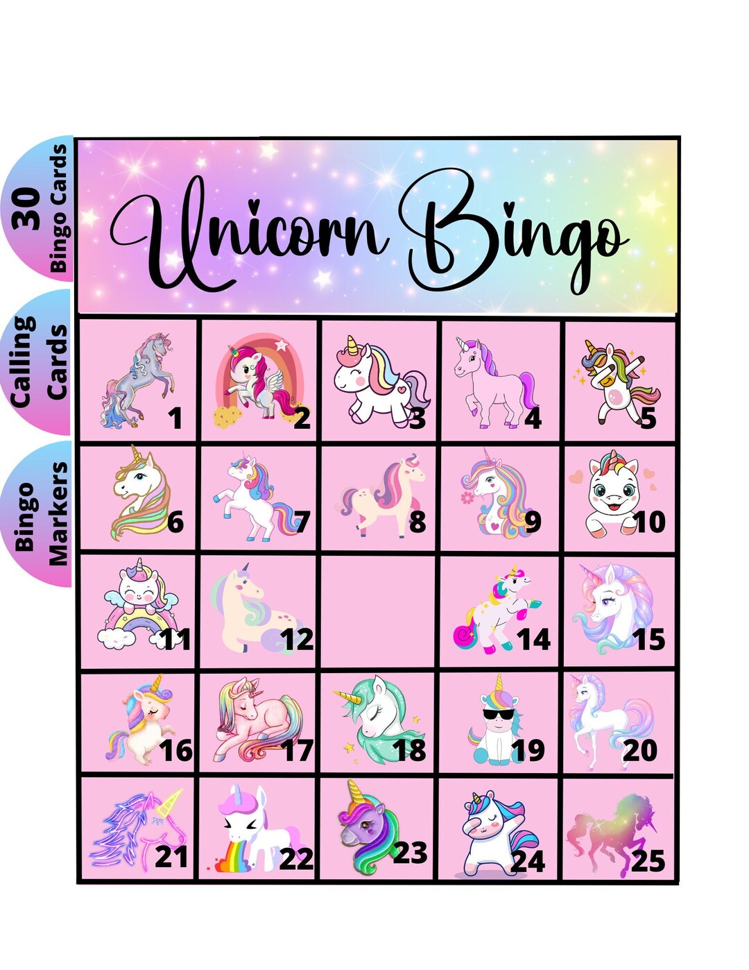 Mystical Creature Bingo,rainbow Mane Bingo,mythical Creature Play ...