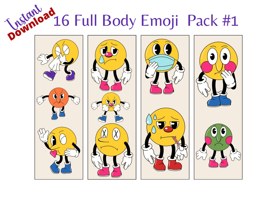 Bookmark Page Saver, Emojis Full Body Printable Bookmark Bundle 16ct ...