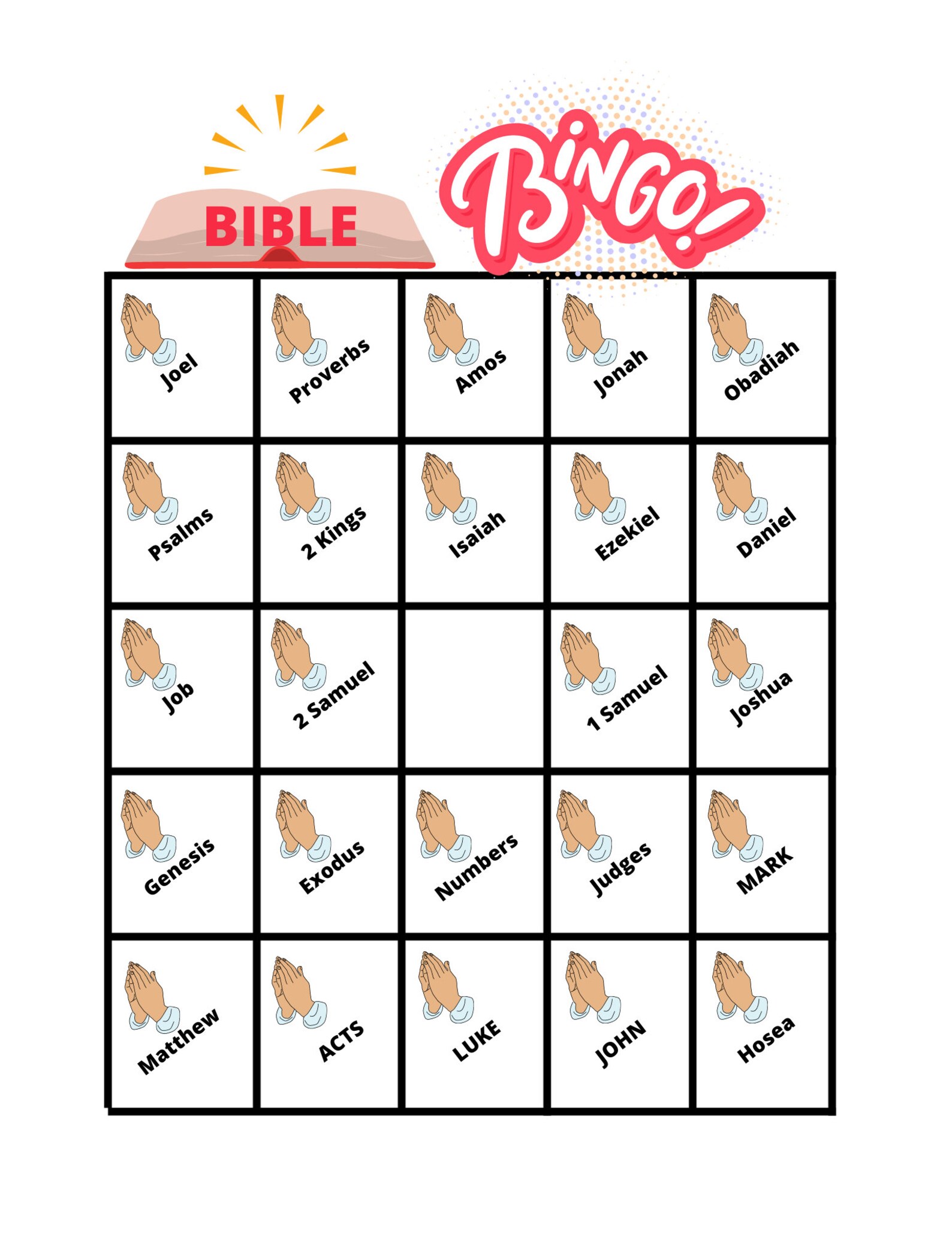 Books of the Bible Bingo, Bible Bingo for Kids, Printable Bible Game ...