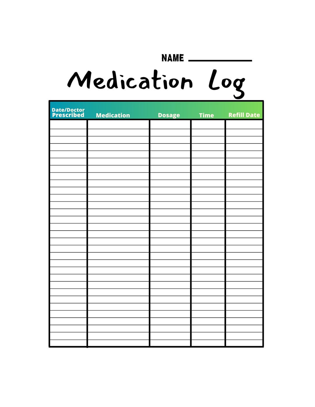 Medication Log Printable, Medication Tracker, Medication Intake ...