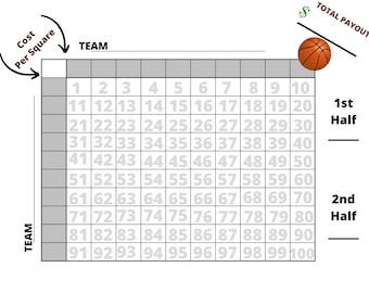 Basketball 25 Squares Game NCAA Basketball Squares Grid - Etsy