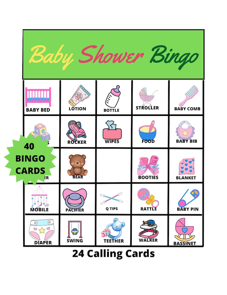 Baby Shower Bingo Game, Baby Themed Bingo Game, Bingo Game to Play at ...