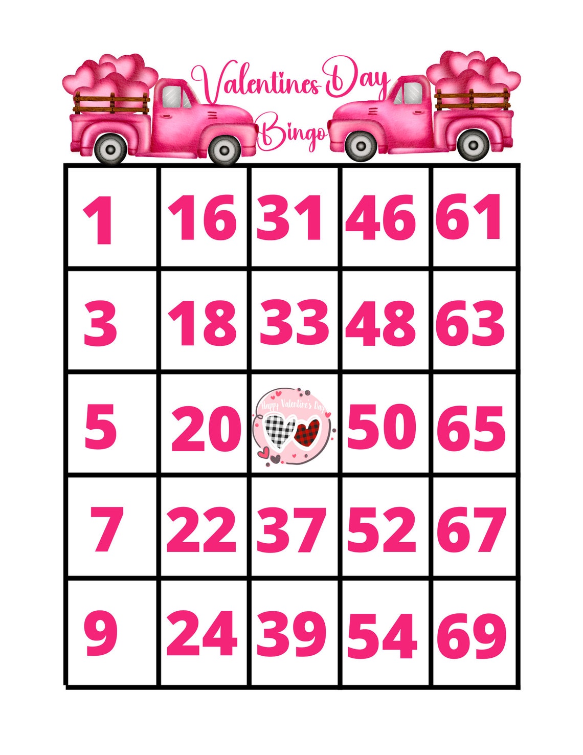 Valentine Bingo Game, VALENTINES BINGO Game for Children and Adults ...