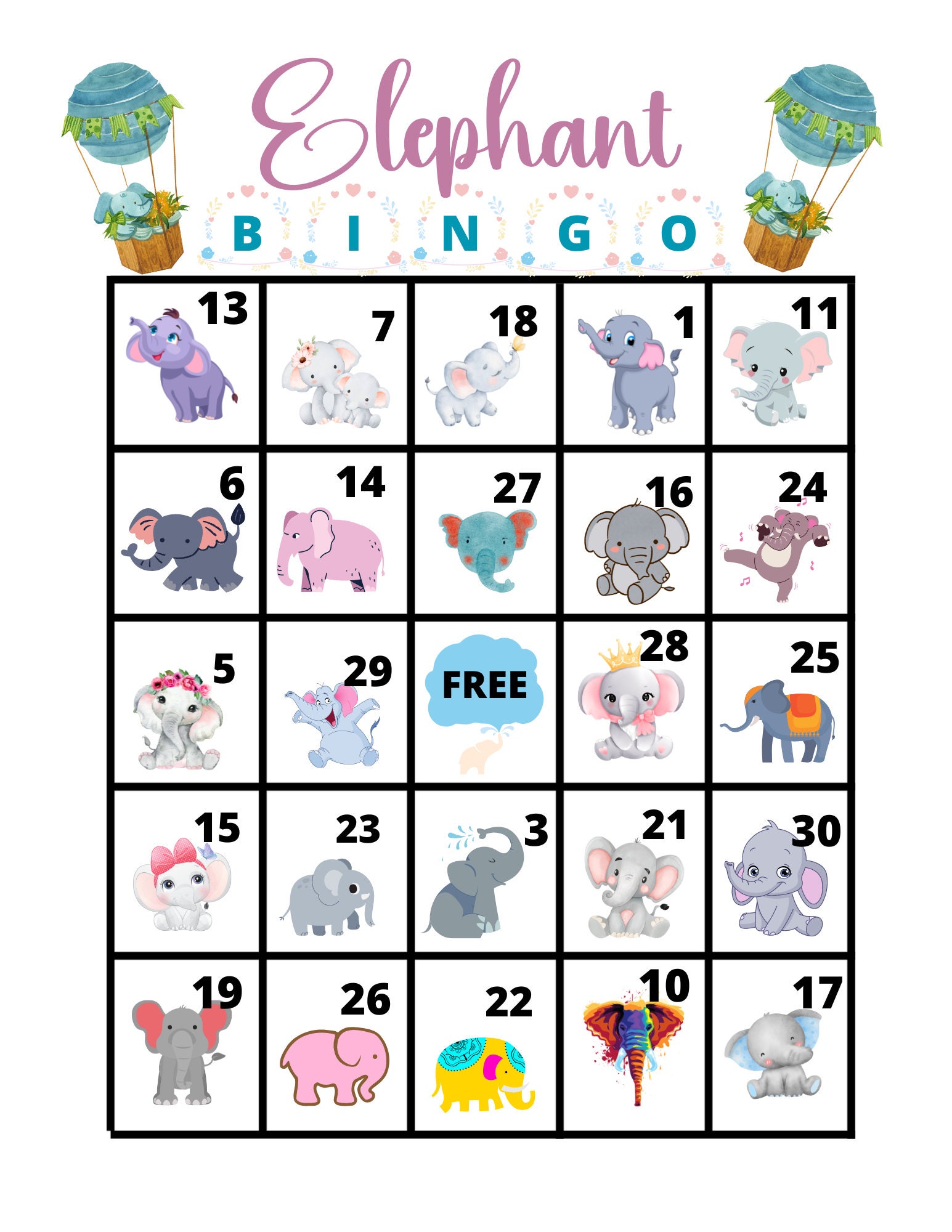 Bingo Calling Cards, Printable Bingo Game With Large Cards, Animal ...