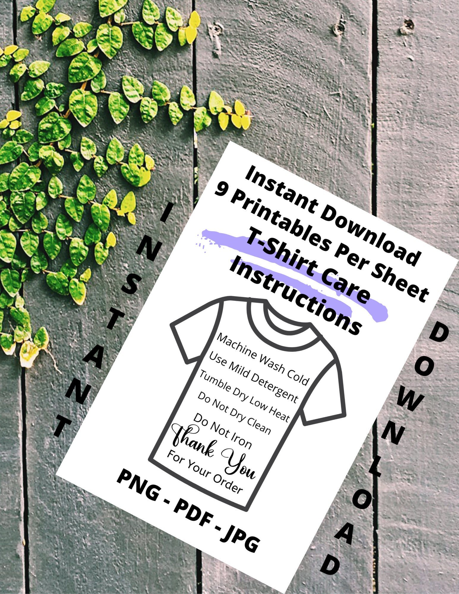 INSTANT DOWNLOAD T Shirt Care T Shirt Care Instructions - Etsy