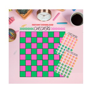 Checkers Instant Download Game, Checkers Printable Game, Mini Checker ...