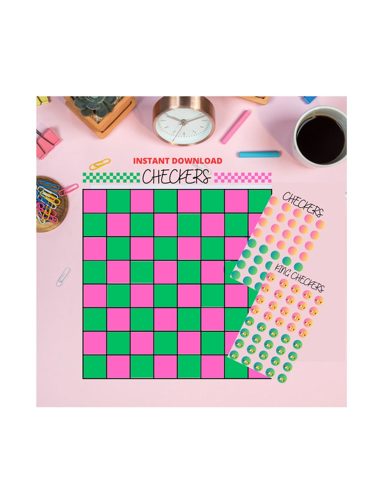Checkers Instant Download Game, Checkers Printable Game, Mini Checker ...