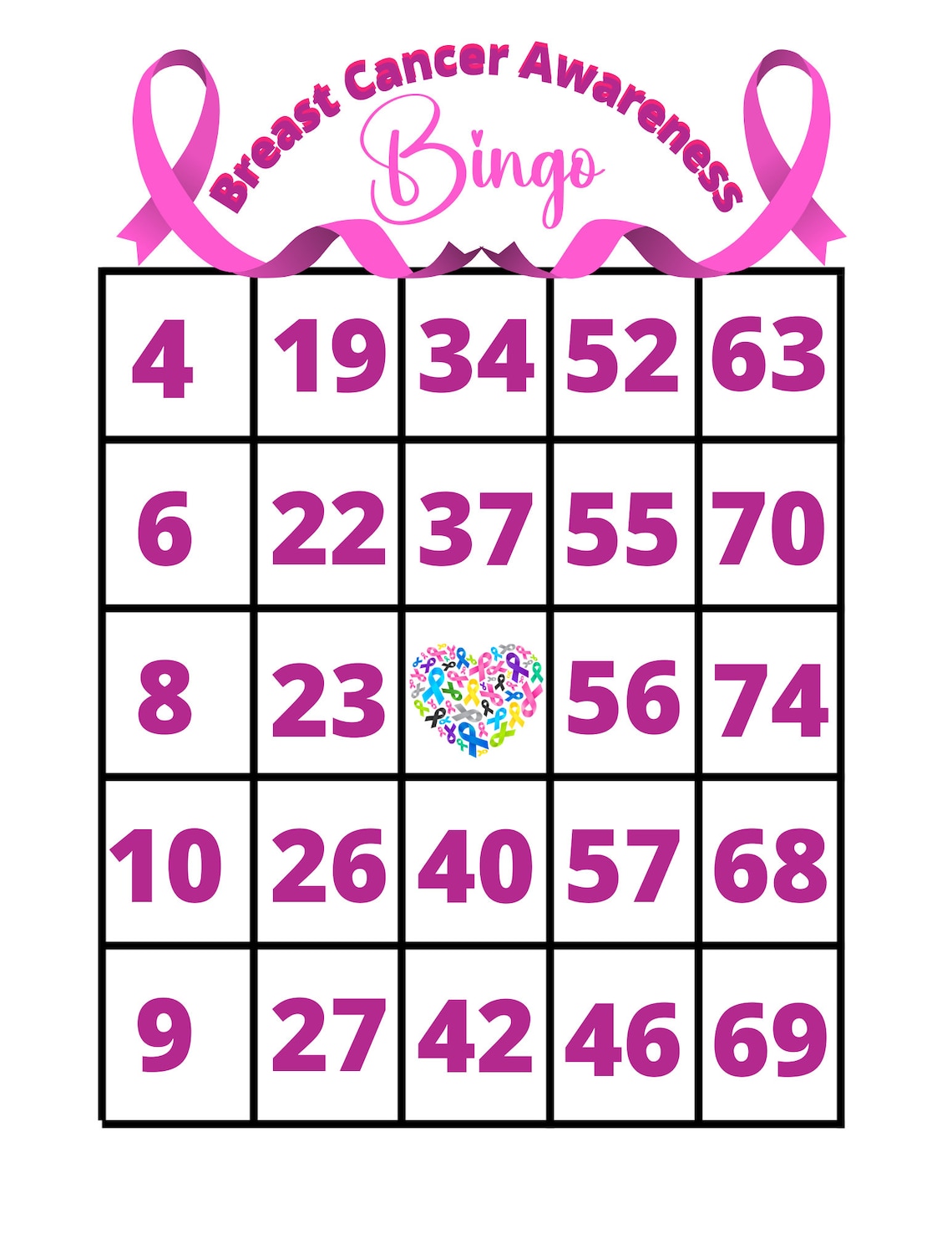 Printable Large Bingo Cards With Numbers,bingo Game Bundle to Play ...