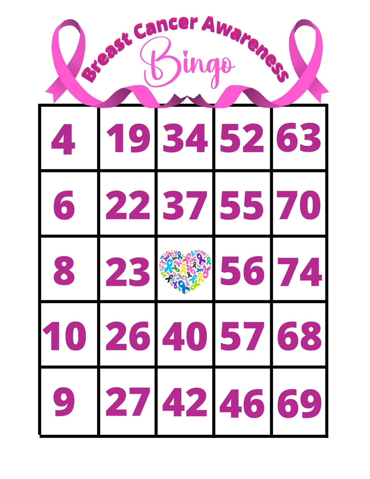 Printable Large Bingo Cards With Numbers,bingo Game Bundle to Play ...