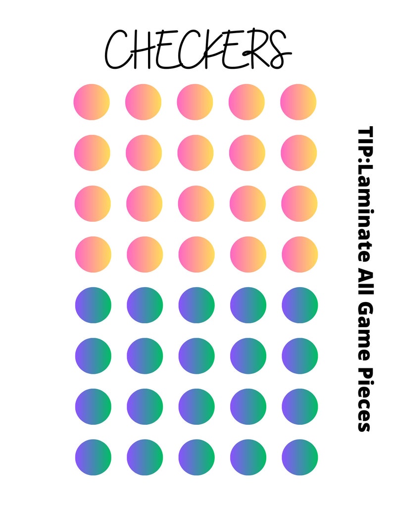 Checkers Instant Download Game Checkers Printable Game Mini - Etsy