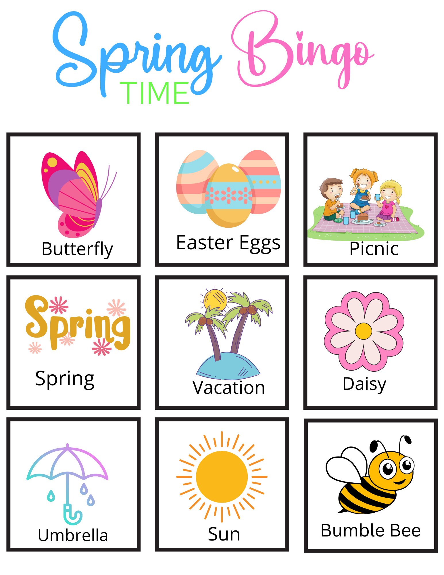 Animal Bingo Game/animal Bingo Game/bingo With Animals/spring Bingo ...