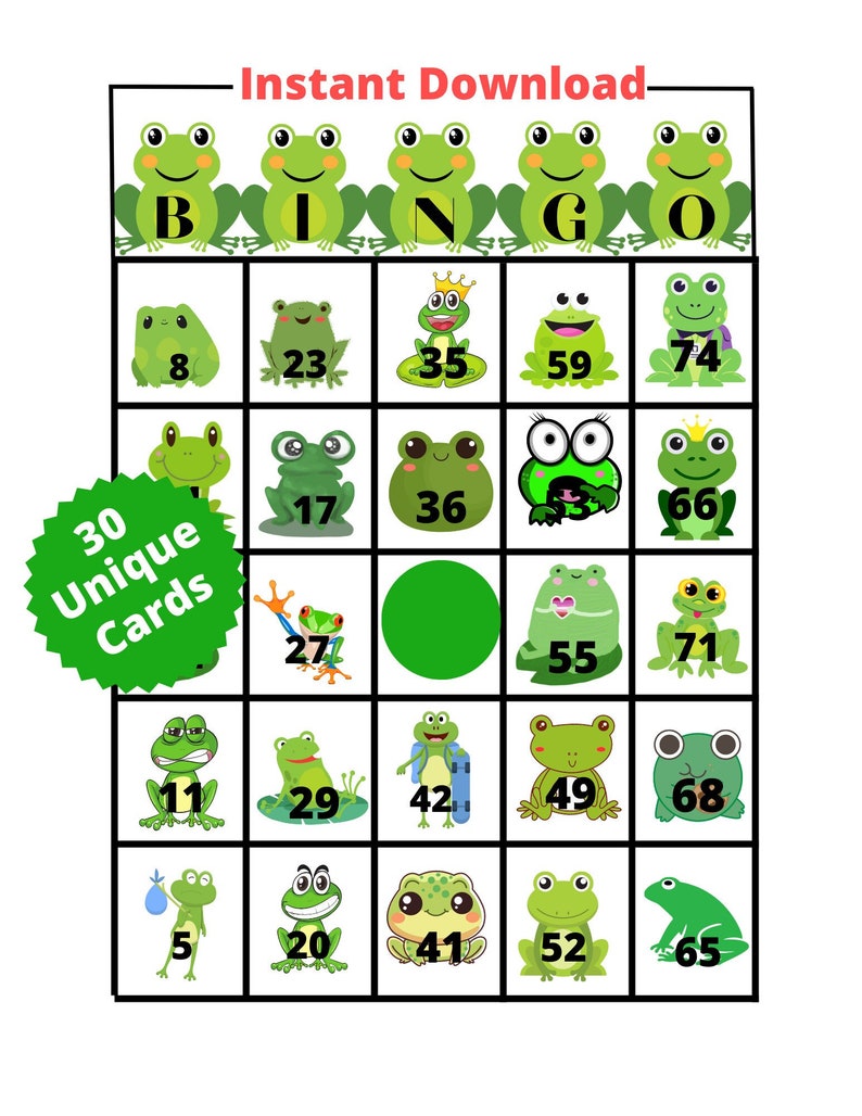 Frog Bingo Game, Bingo Game Bundle to Play/instantly Play Animal Bingo ...