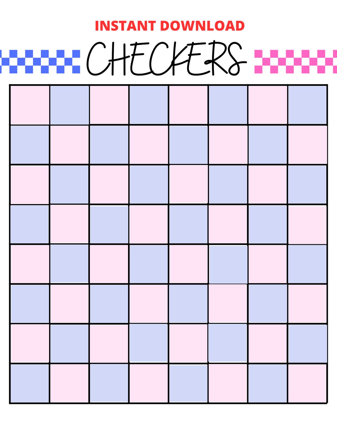 Checkers Instant Download Game, Checkers Printable Game, Mini Checker ...