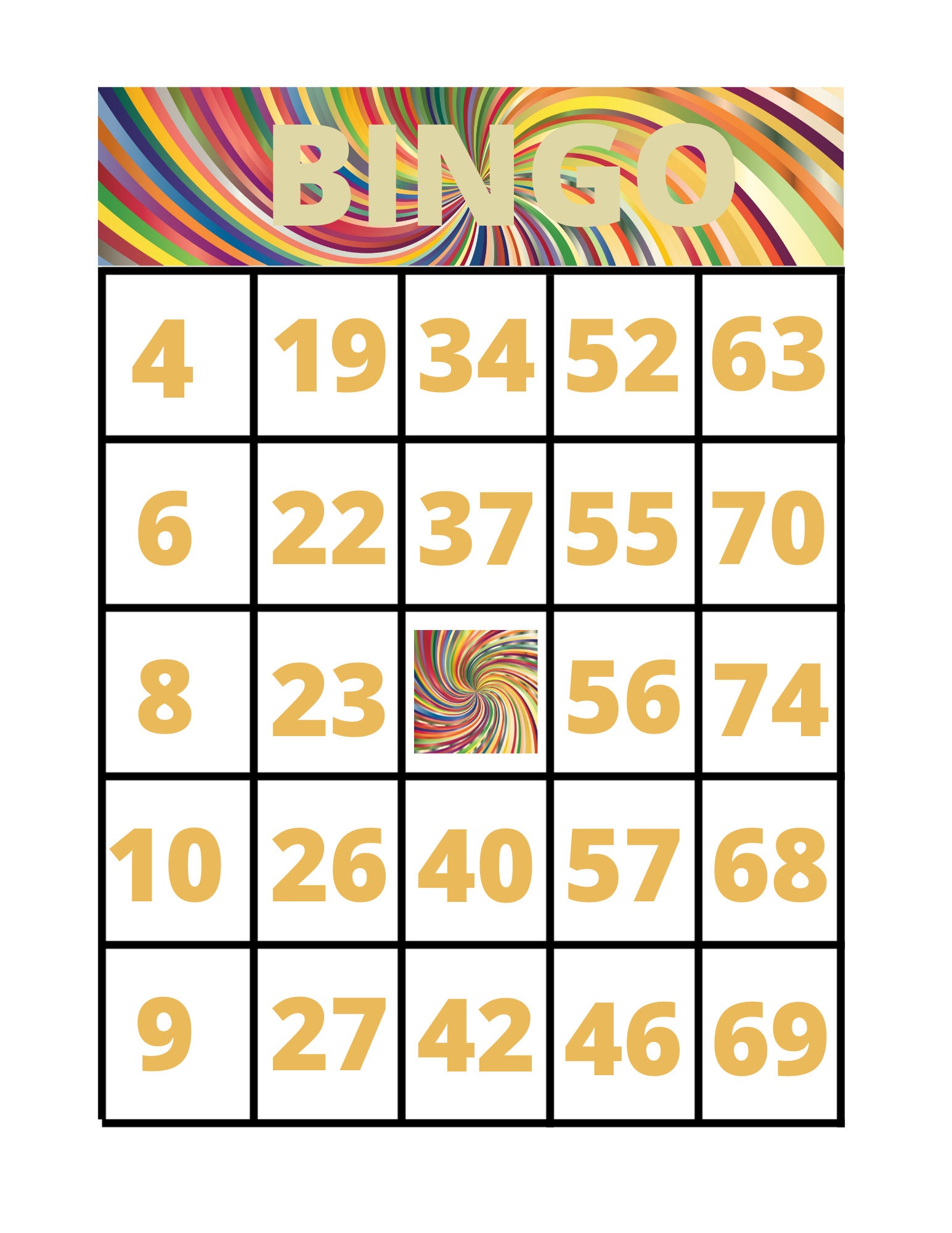 Colorful BINGO Cards, Play BINGO Instantly, Print and Play BINGO, Kids ...
