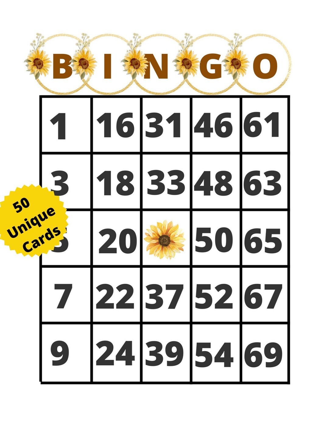 Sunflower Bingo Cards, Sunflower Bingo Game 3, Bingo Game Bundle to ...