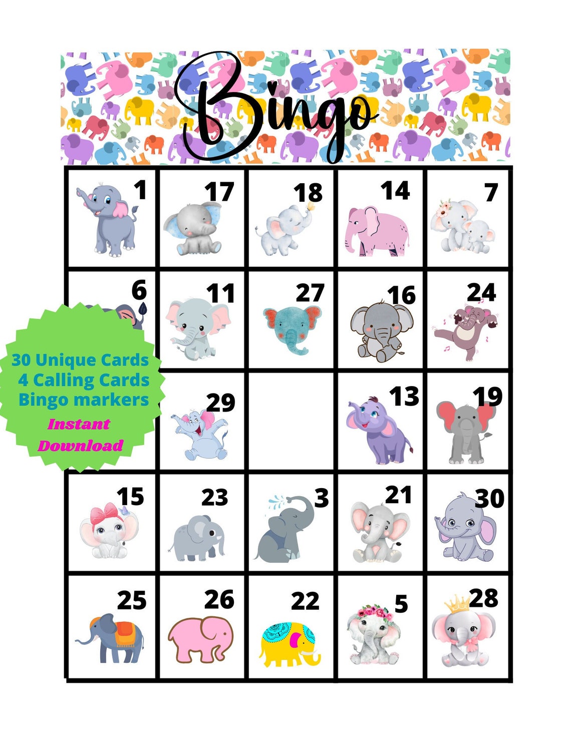 Bingo With Pictures, Printable Bingo Set, Bingo for Children, School ...