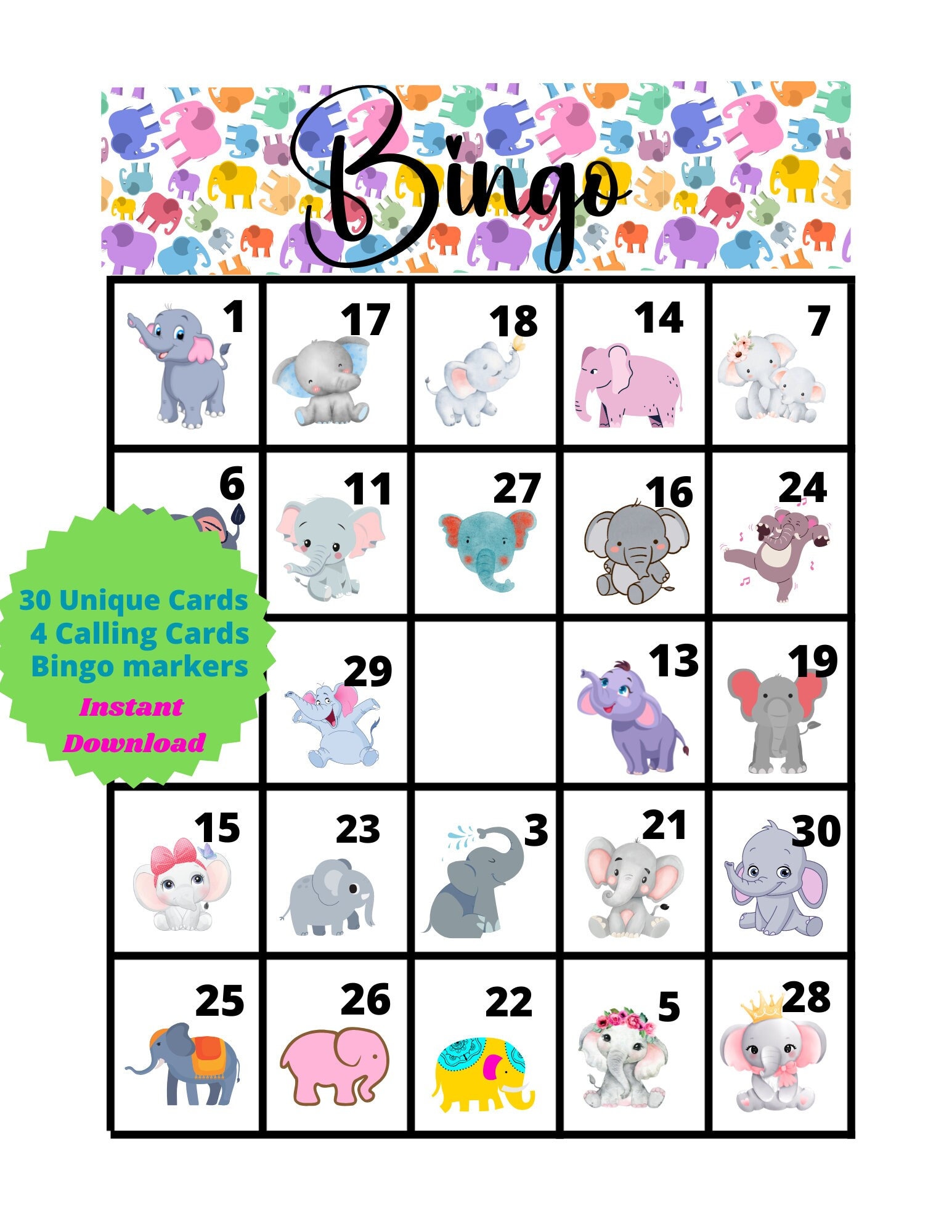Bingo With Pictures, Printable Bingo Set, Bingo for Children, School ...