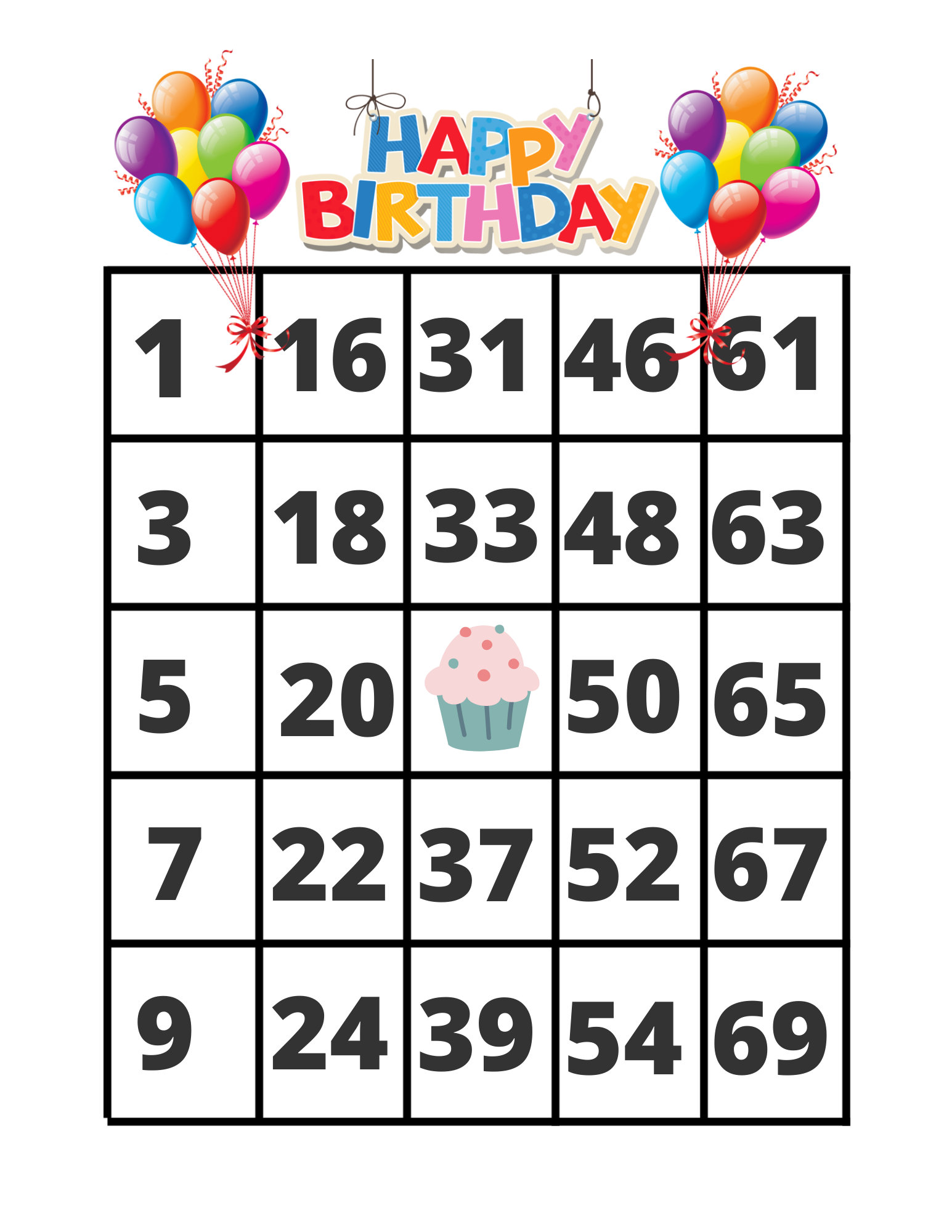 Birthday Bingo Game for Children, Play Bingo Instantly With Birthday ...