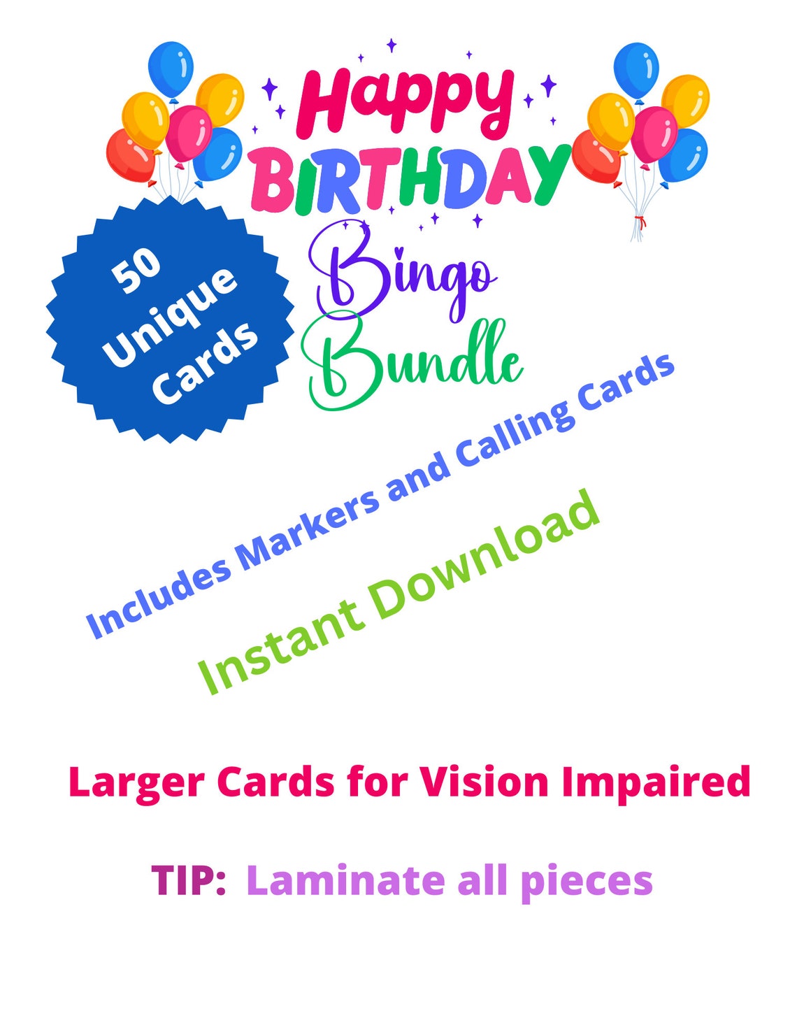 Birthday Bingo Cards, Birthday Bingo for Kids, Birthday Bingo Printable ...