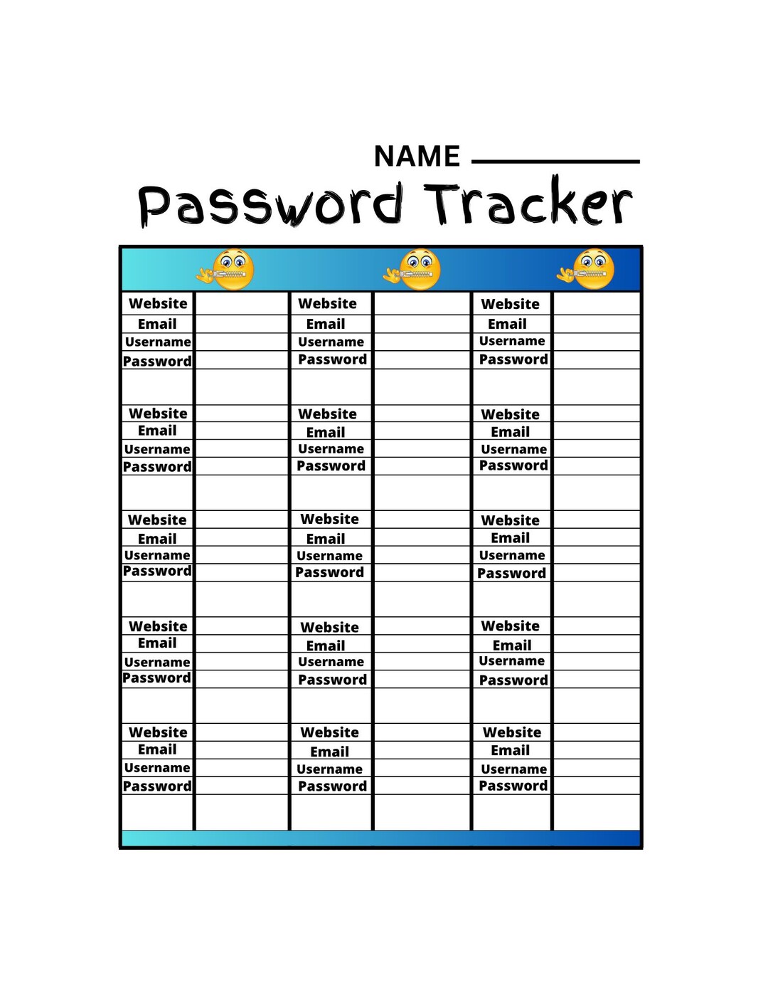 Password Tracker Printable, Printable Password Tracker, Password Log ...