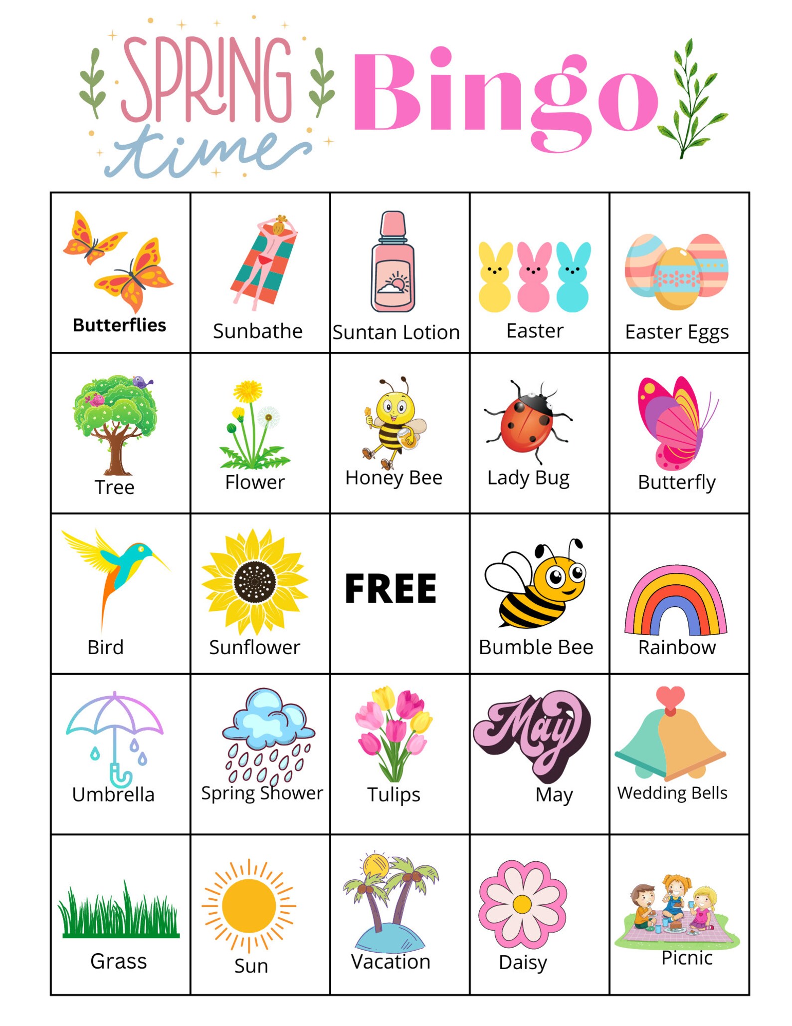 Spring Bingo Game, Animal Bingo Game/bingo With Animals/spring Bingo ...