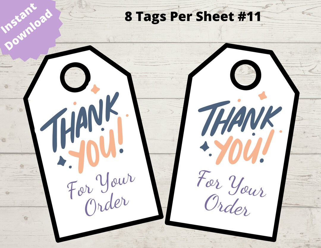 Hanging Thank You Tags, Thank You so Much for Your Purchase Printable ...