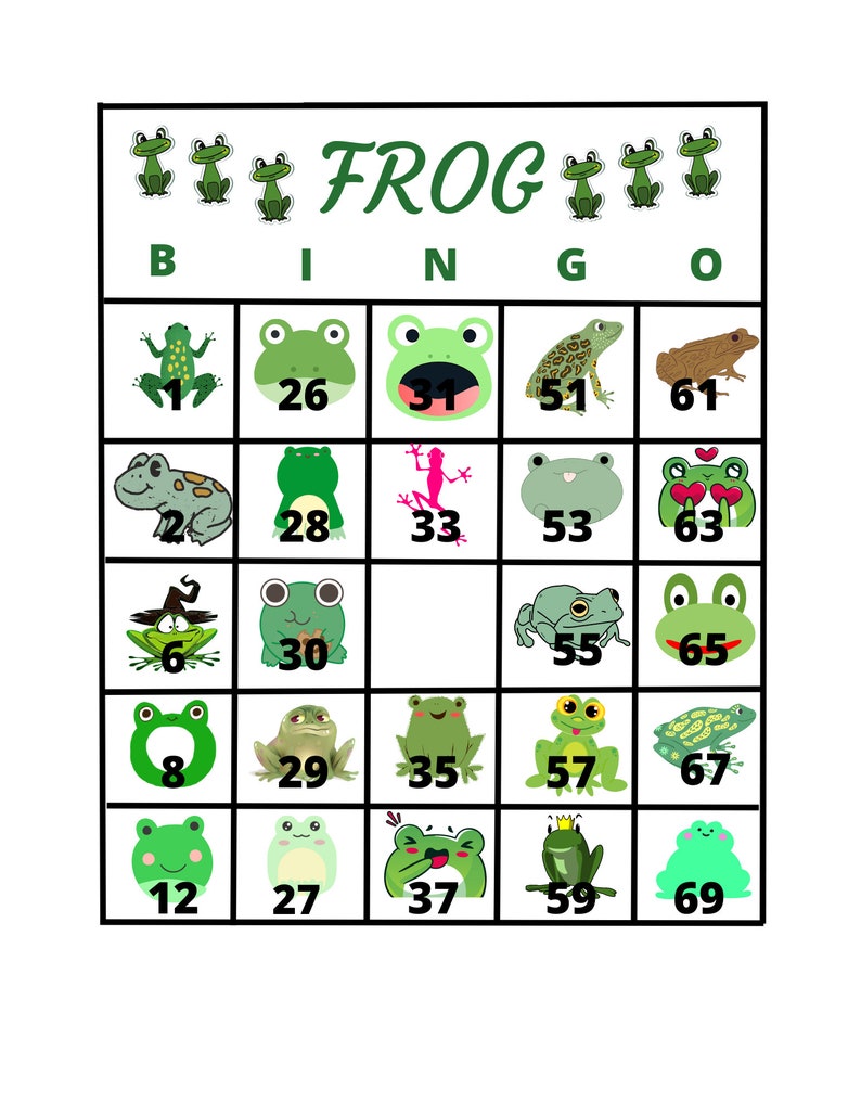 Frog Bingo Game, Bingo Game Bundle to Play/instantly Play Animal Bingo ...
