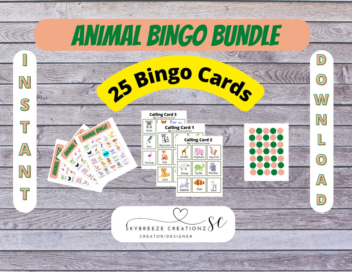 14a-animal Bingo Bundle, Bingo Calling Cards, Bingo Games to Play 7 - Etsy