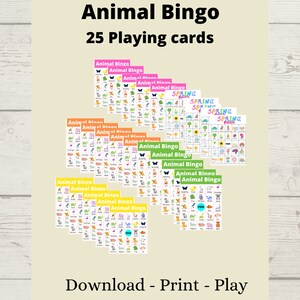 Animal Bingo, Instant Animal Bingo Printable, Bingo Calling Cards ...