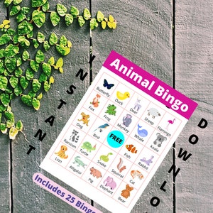 Printable Large Bingo Cards With Animals/bingo Game Bundle to Play ...