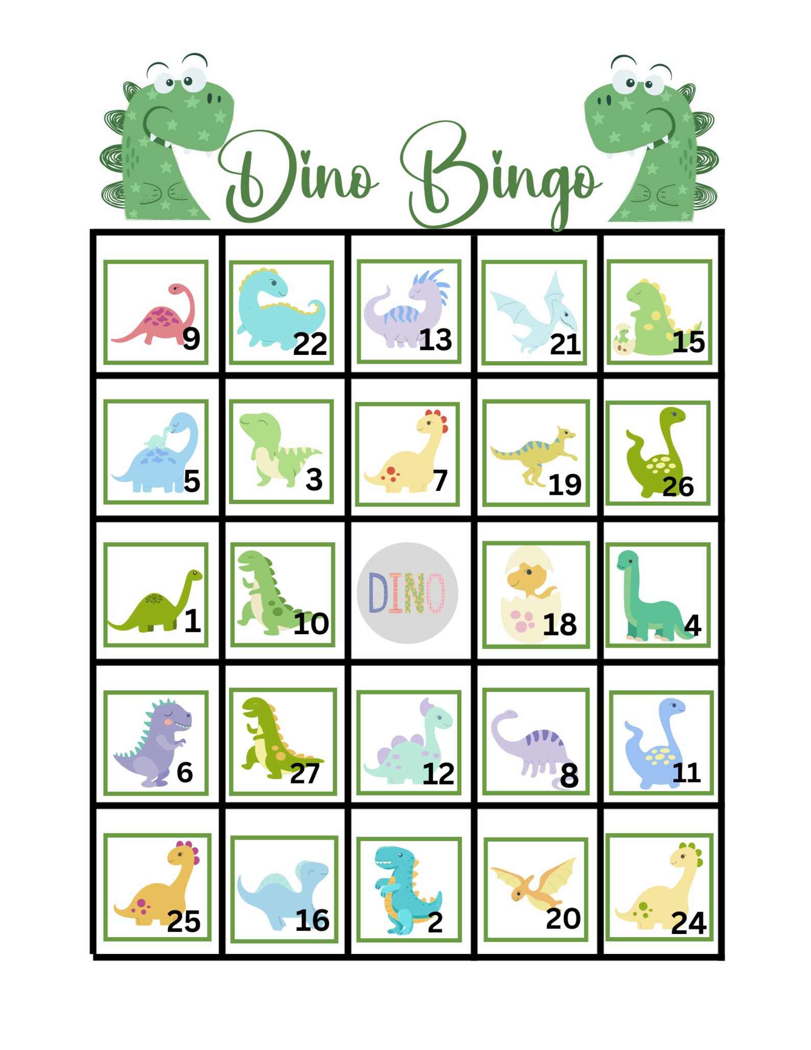 Dino Bingo Game, Animal Bingo Game/dino Animal Bingo Game/bingo With ...
