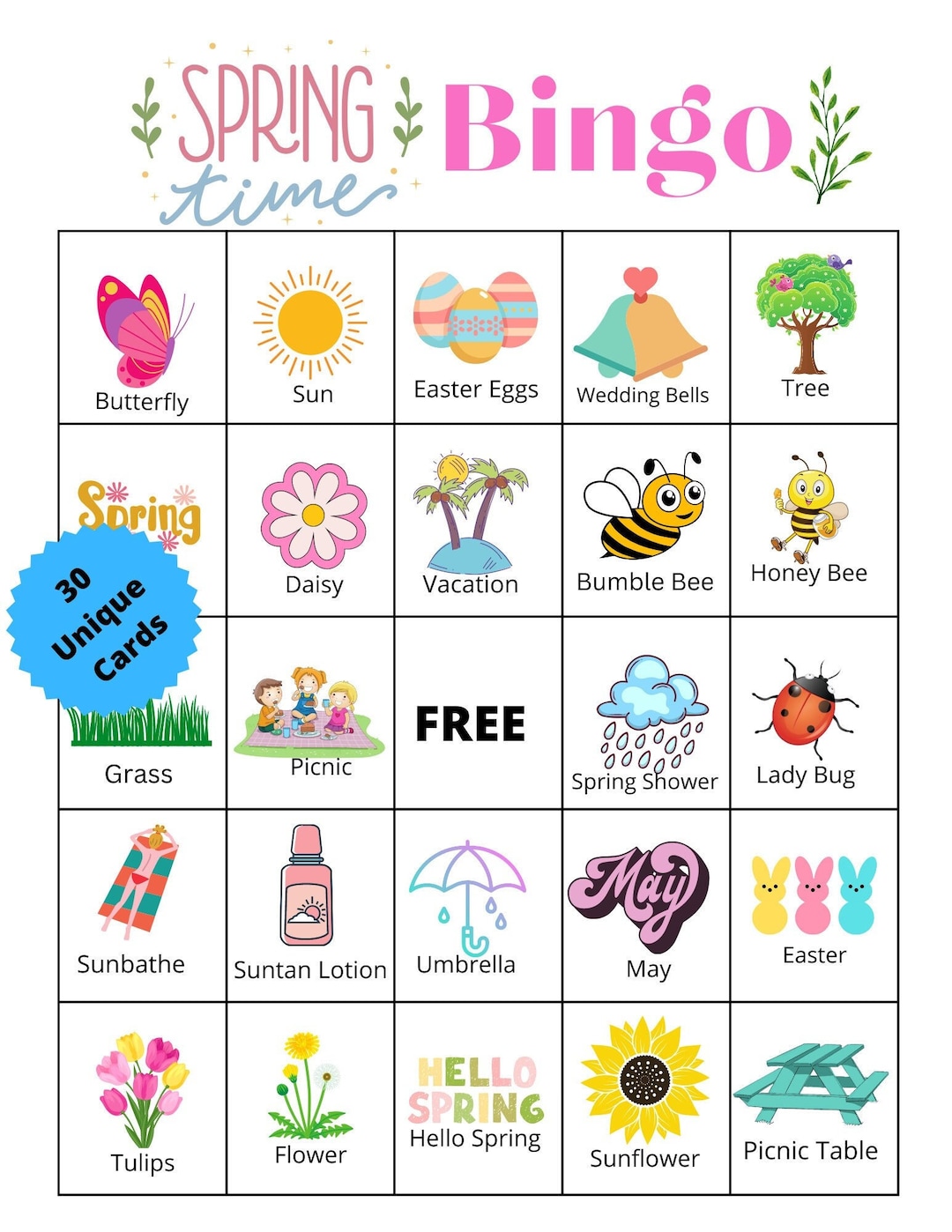 Spring Bingo Game, Animal Bingo Game/bingo With Animals/spring Bingo ...