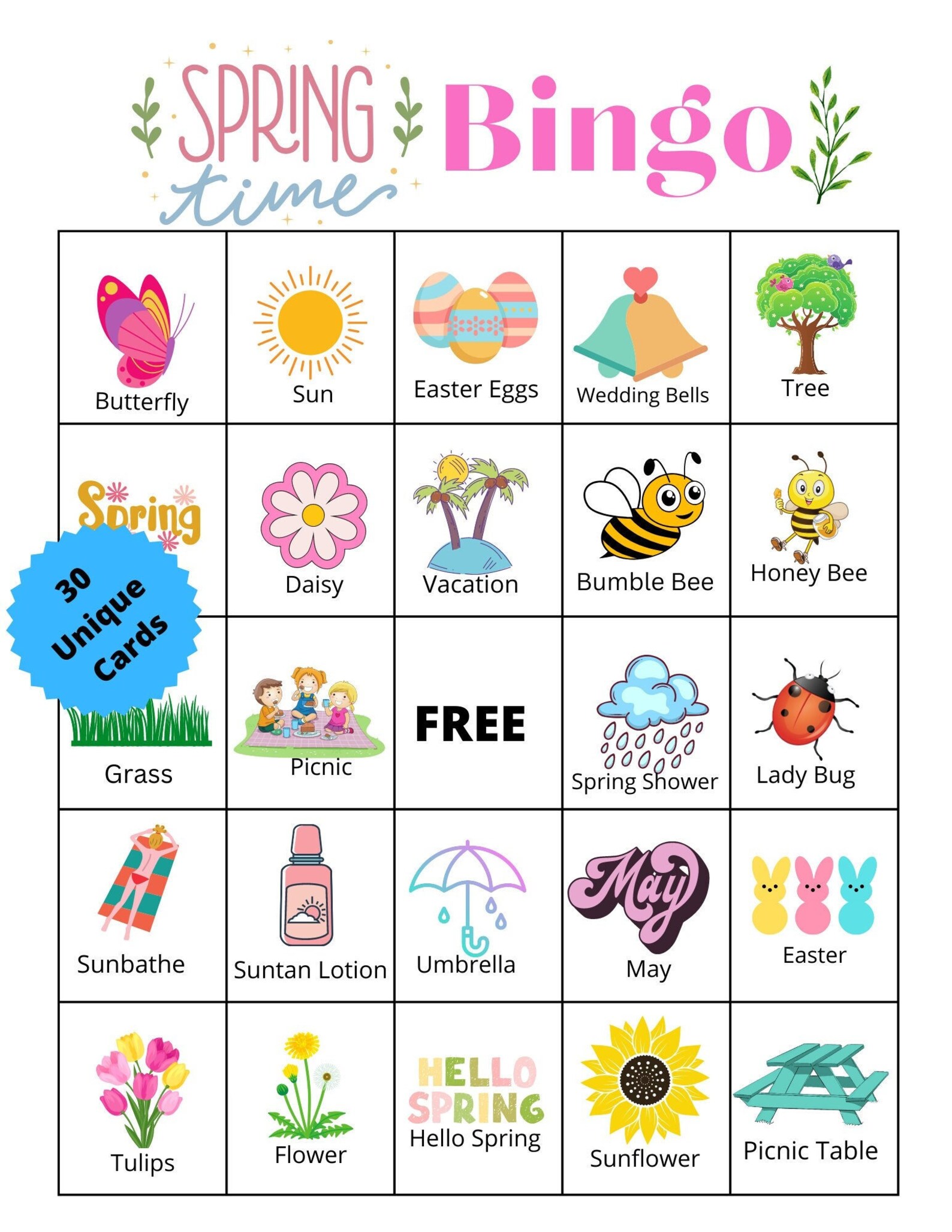 Spring Bingo Game, Animal Bingo Game/bingo With Animals/spring Bingo ...
