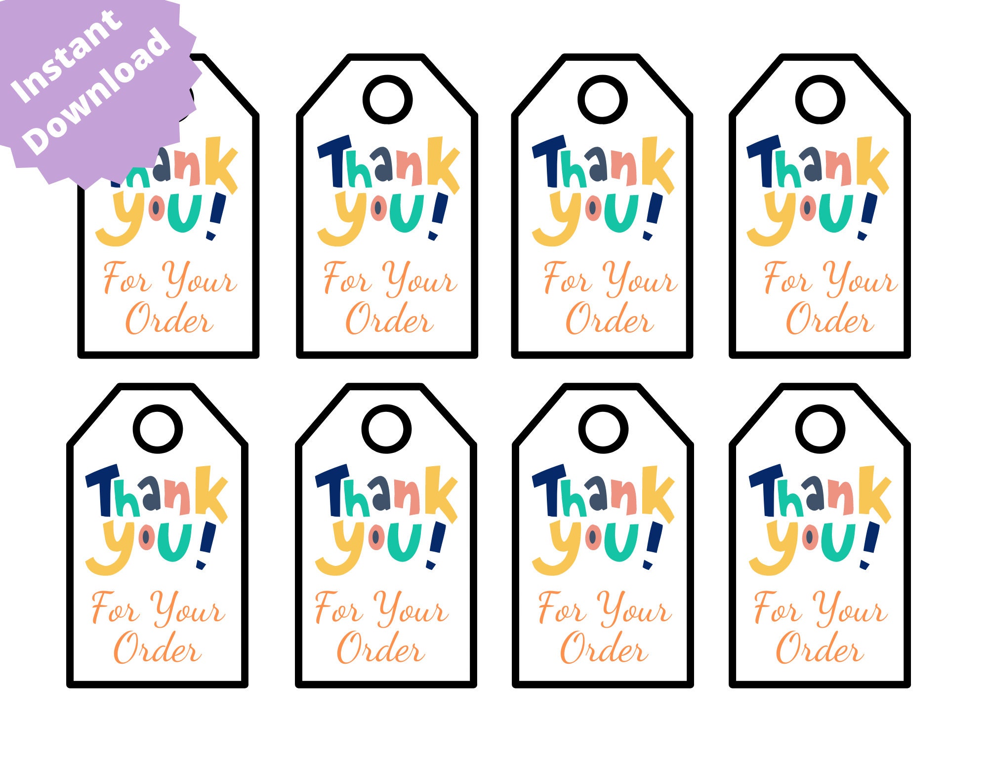 Thank You Tags to Print Out, Thank You so Much for Your Purchase ...