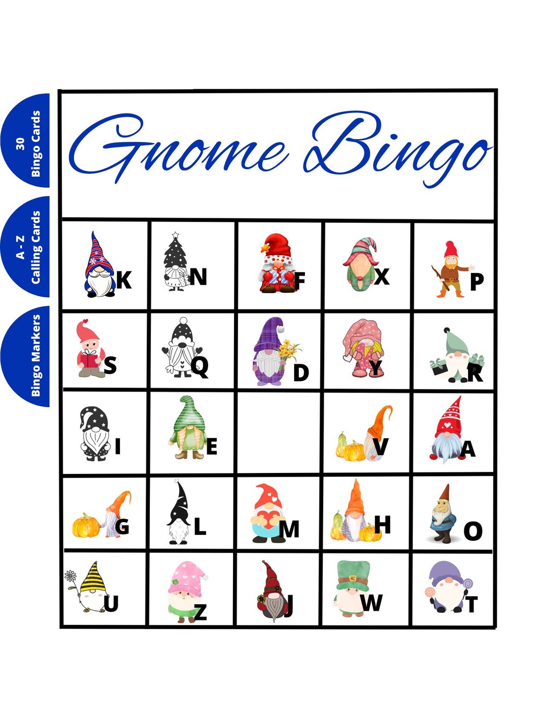 Gnome Bingo Game, Bingo Game Kit, Bingo Night Fun, Kids Bingo, Adult ...