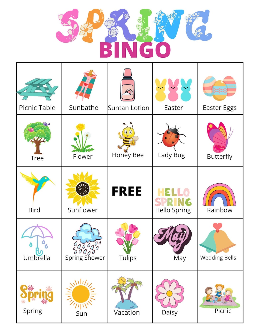 Spring Bingo Game, Animal Bingo Game, Baby Animal Bingo, Animal Bingo ...