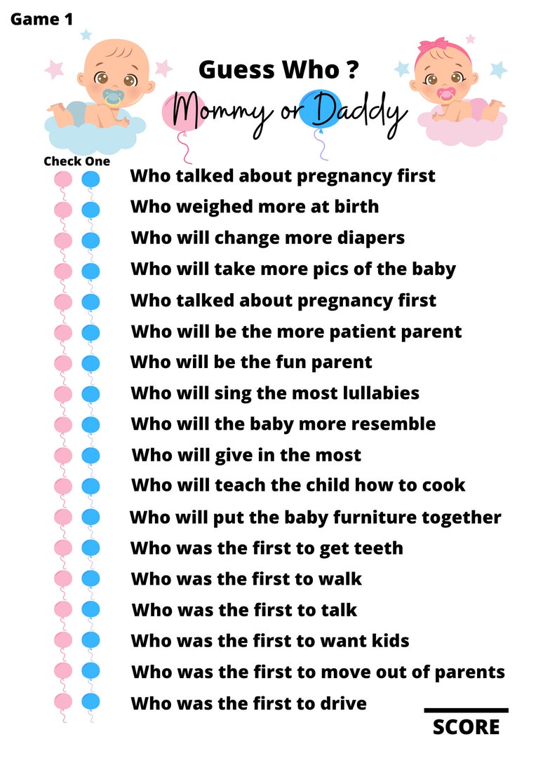 Guess Who Baby Game Mommy Baby Party Games Bundle, Baby Fun Printable ...