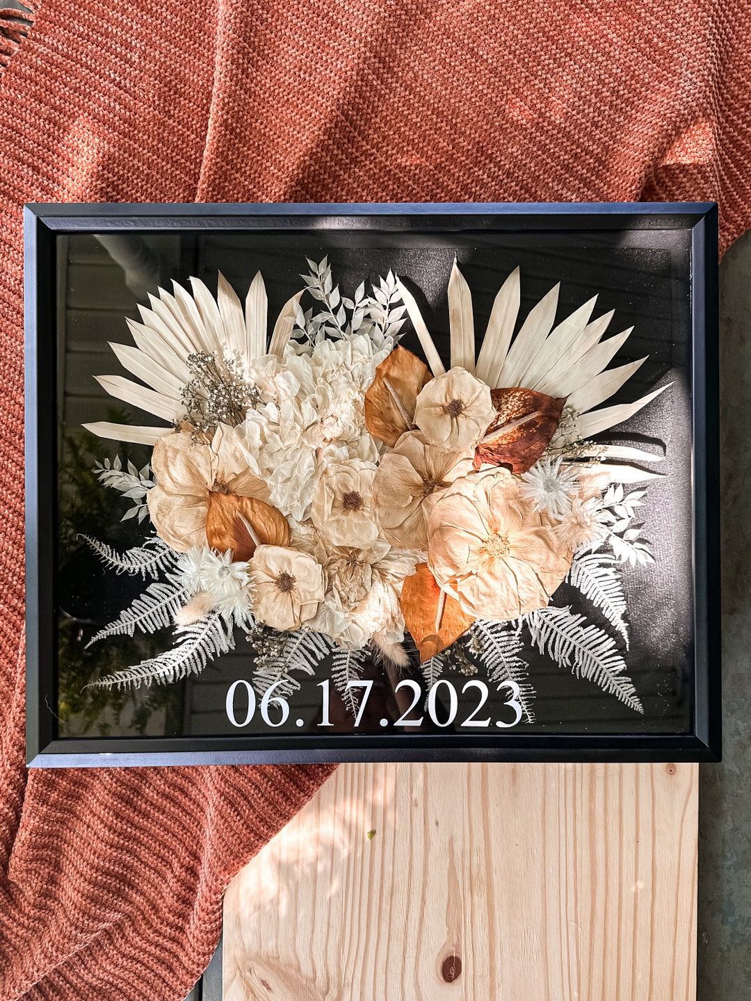 16x20 Black Shadow Box | Custom Pressed Flower Preservation | Pressed Flowers | Memorial Flowers ...